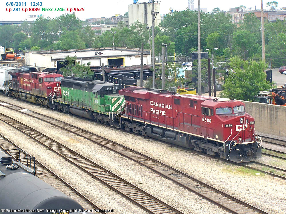 CP 8889 leads westbound 281 on the westbound lead